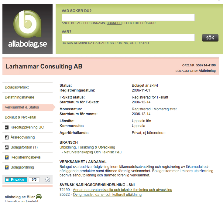 Larhammar Consulting AB-Allabolag.se-juni2016 - NewsVoice